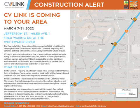 CV Link Construction Alert - City of Indio - CV Link - Coachella Valley ...