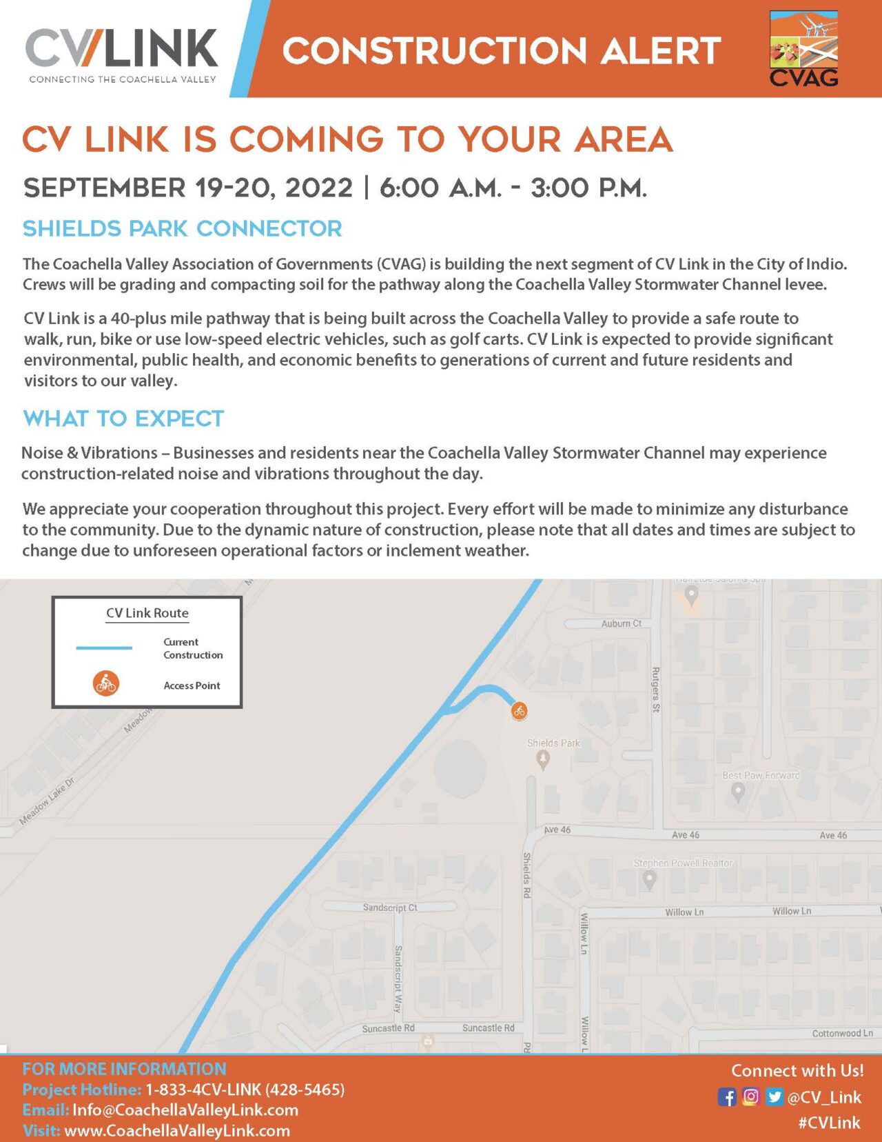 CV Link Construction Alert: Shields Park Connector - CV Link ...