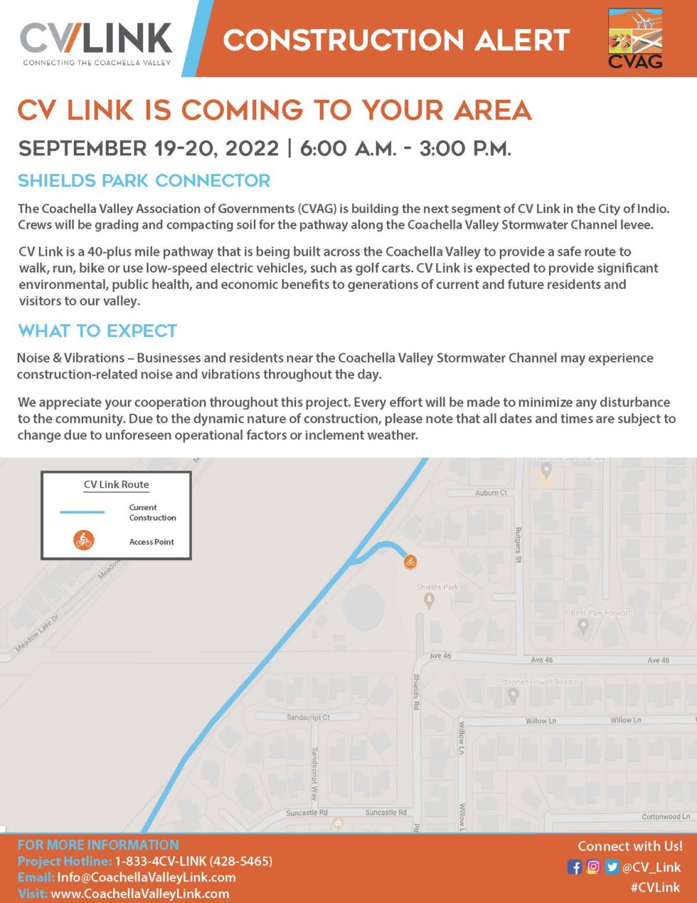 CV Link Construction Alert: Shields Park Connector - CV Link ...
