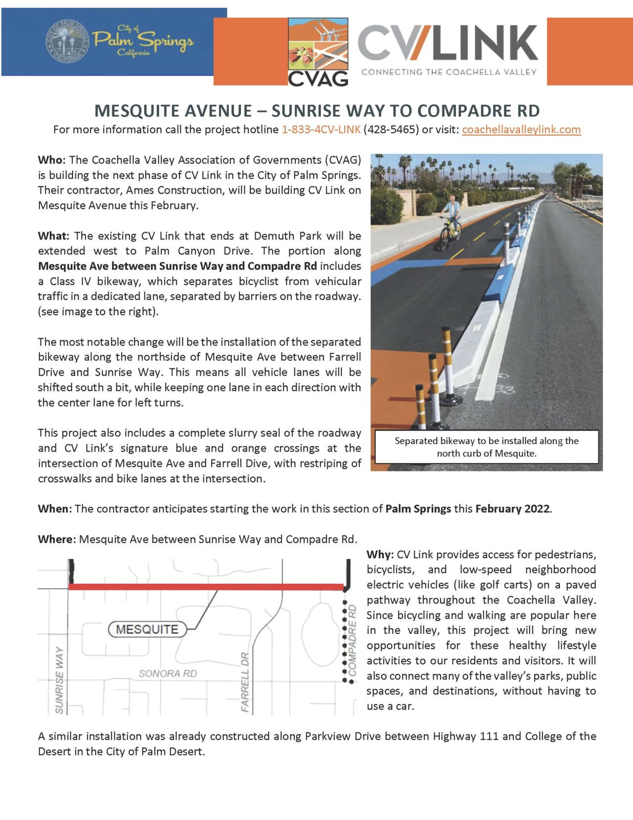 CV Link Construction Alert - City of Palm Springs - CV Link - Coachella ...